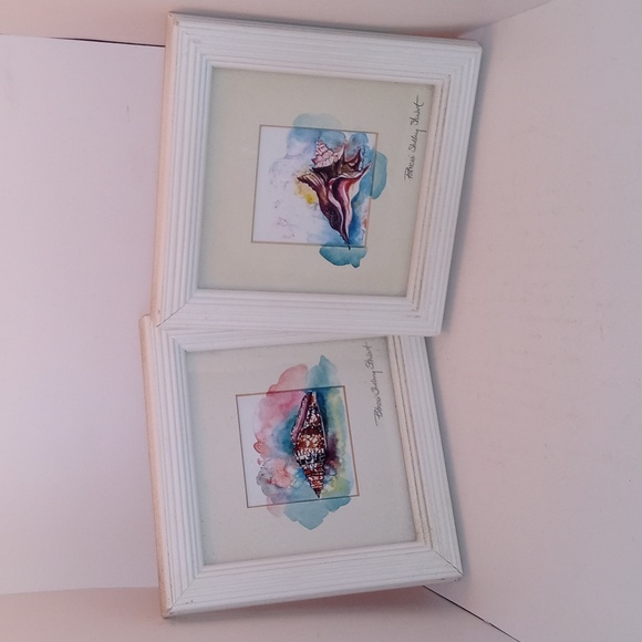 Art | Framed Signed Art Sea Shells Watercolor | Poshmark